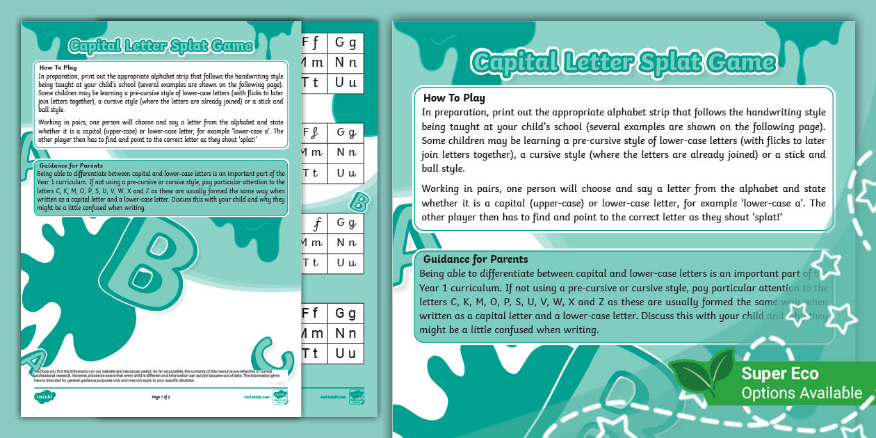 Capital Letters Splat Game (teacher made) - Twinkl