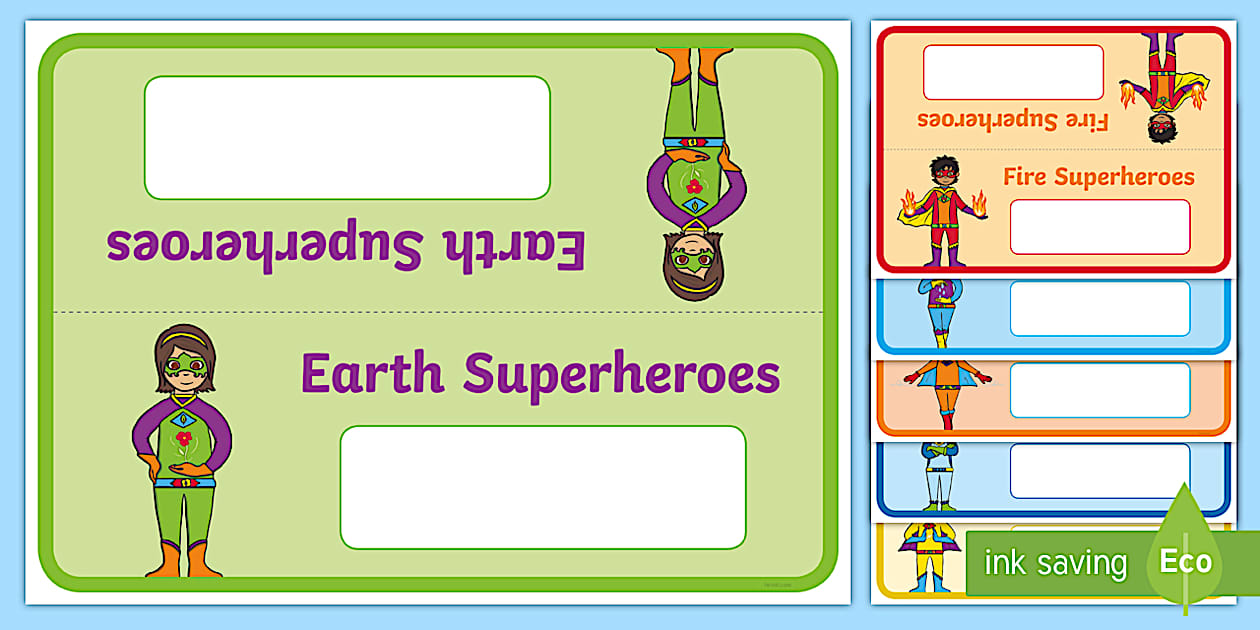 Editable Superhero Themed Group and Table Signs - Twinkl