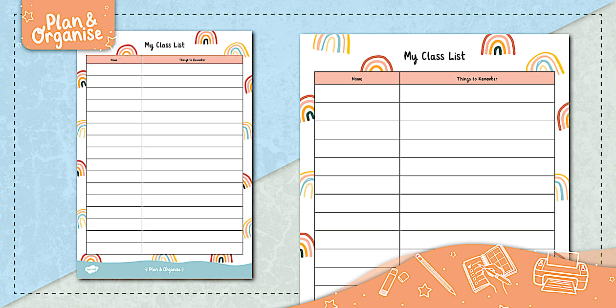 Muted Rainbow Themed Class List | Classroom Management