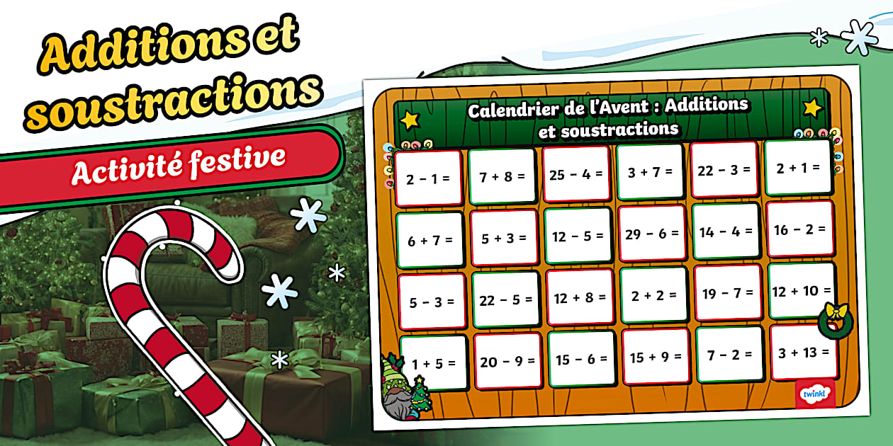Calendrier de l'Avent : additions et soustractions
