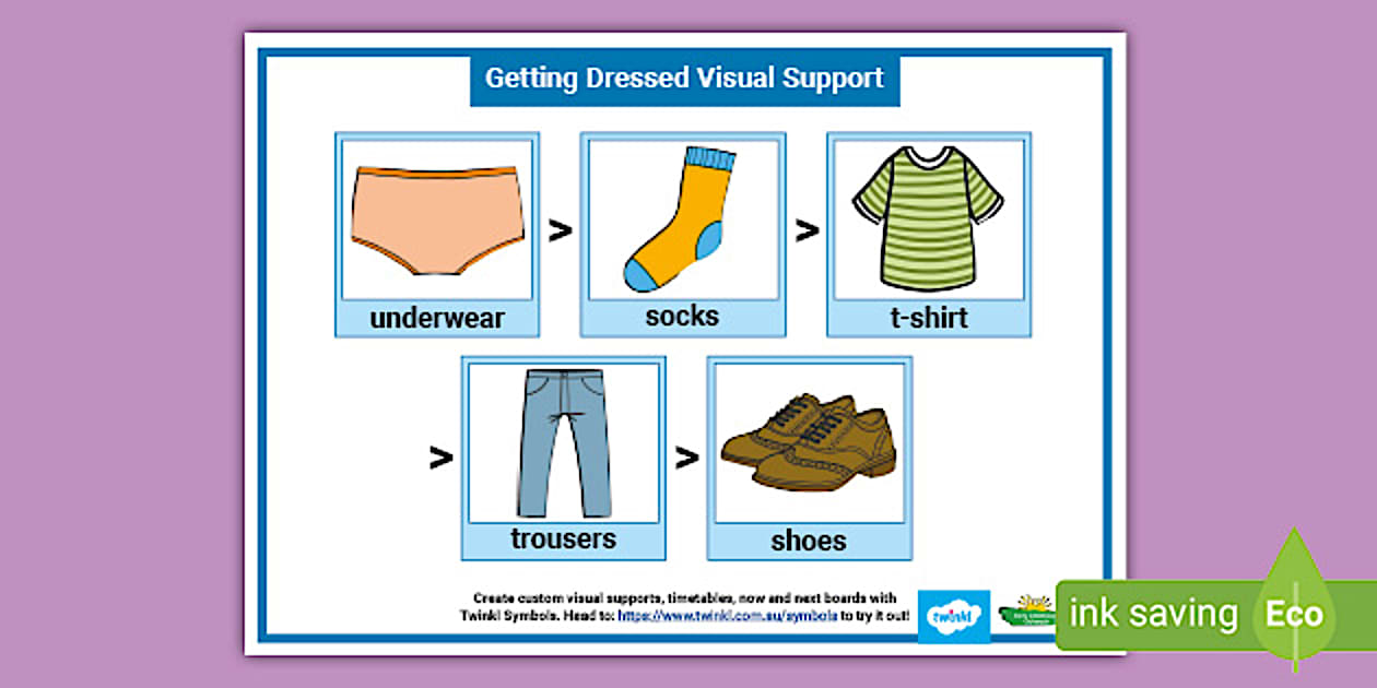Getting Dressed Visual Support Display Poster - Twinkl