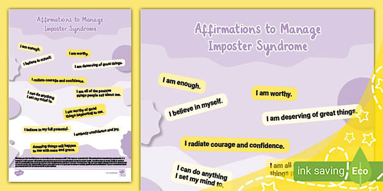 Affirmations to Manage Imposter Syndrome (teacher made)