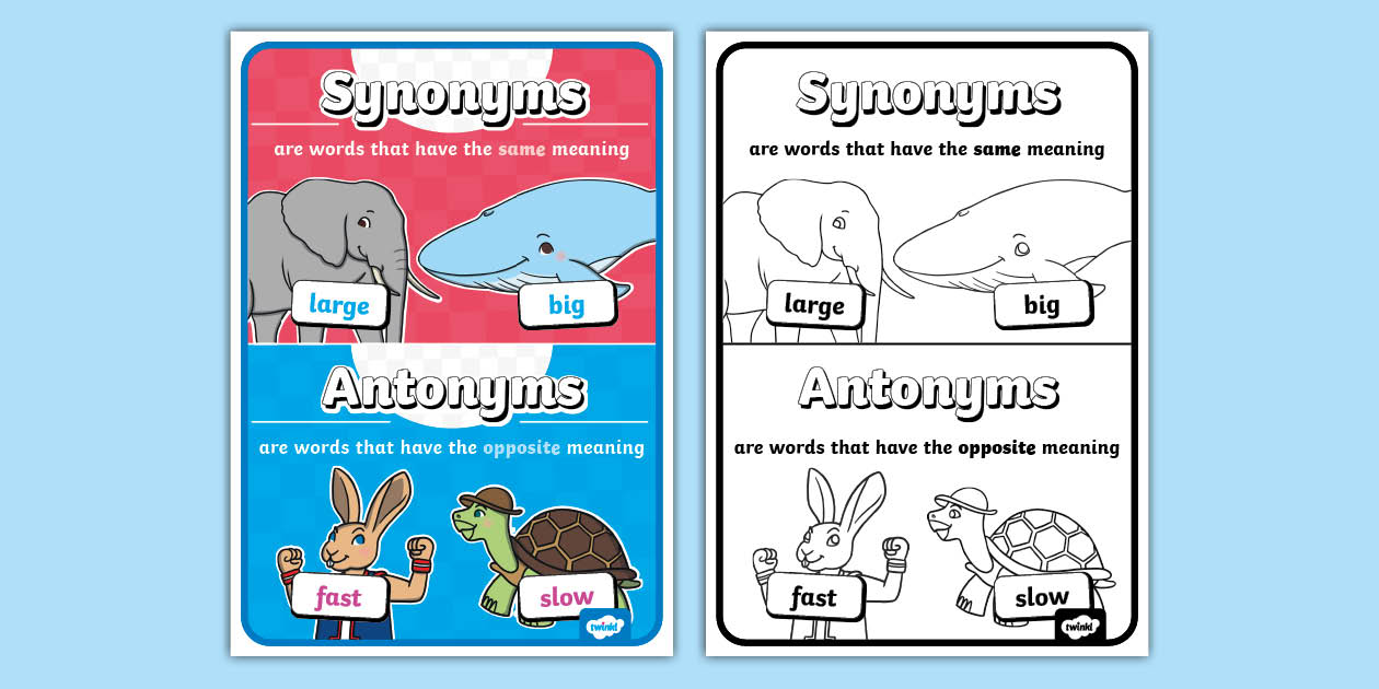 Synonym and Antonym Poster - Teaching Resource - Twinkl