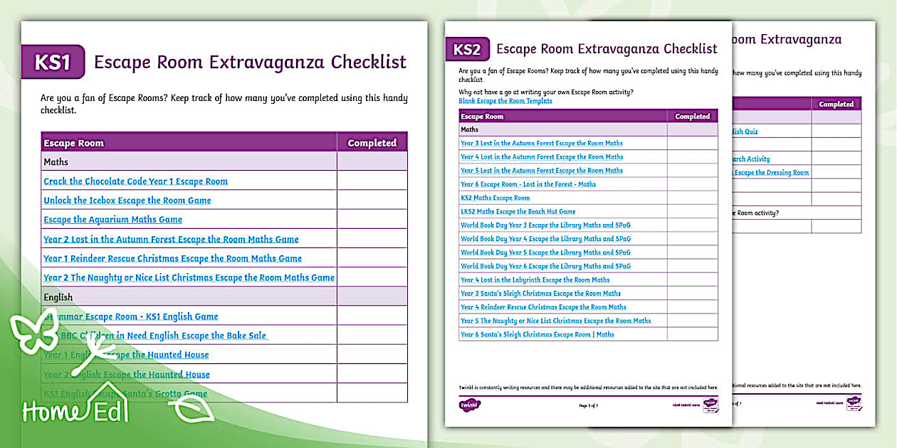 Escape Room Extravaganza Checklist (teacher made) - Twinkl