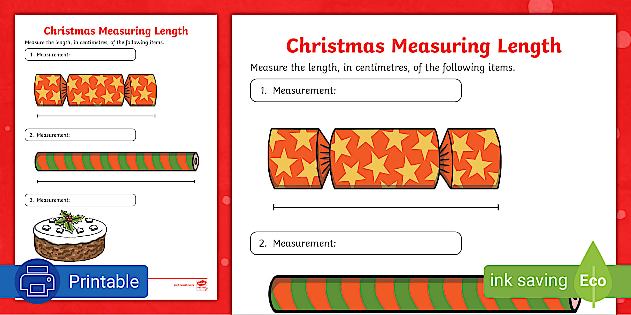 Christmas Measuring Worksheet | Length In Centimetres