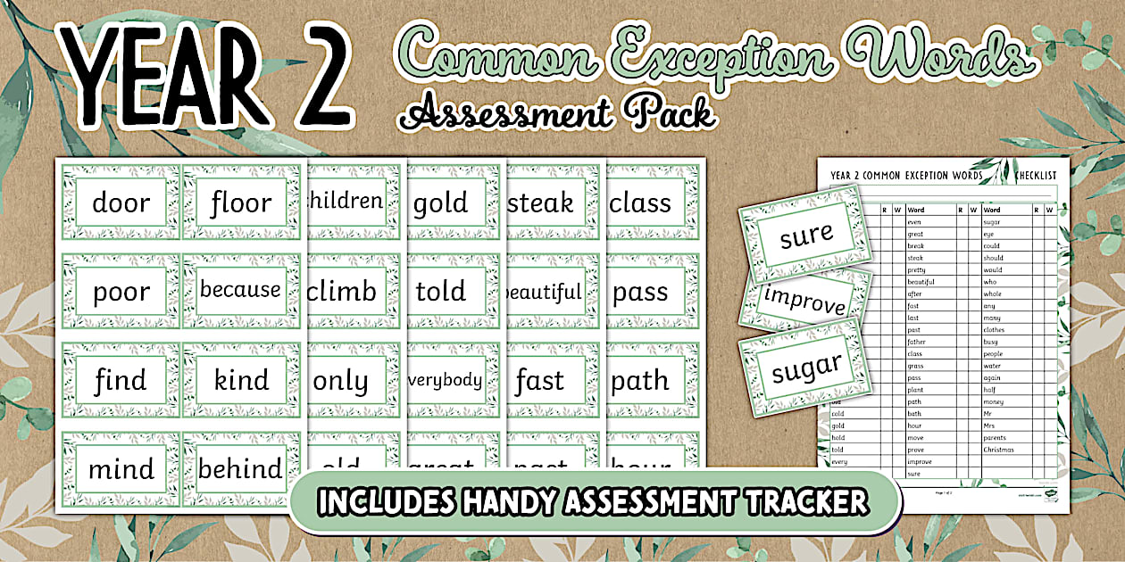 Year 2 Botanical Common Exception Words Assessment Pack