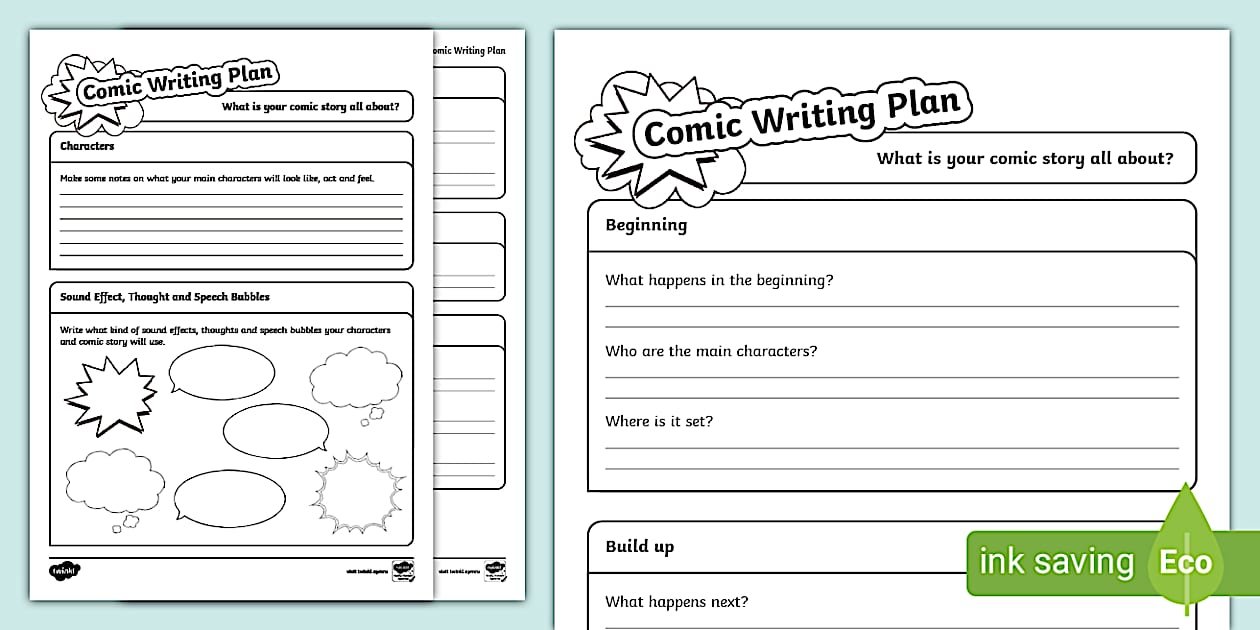 Comic Writing Activity Sheets
