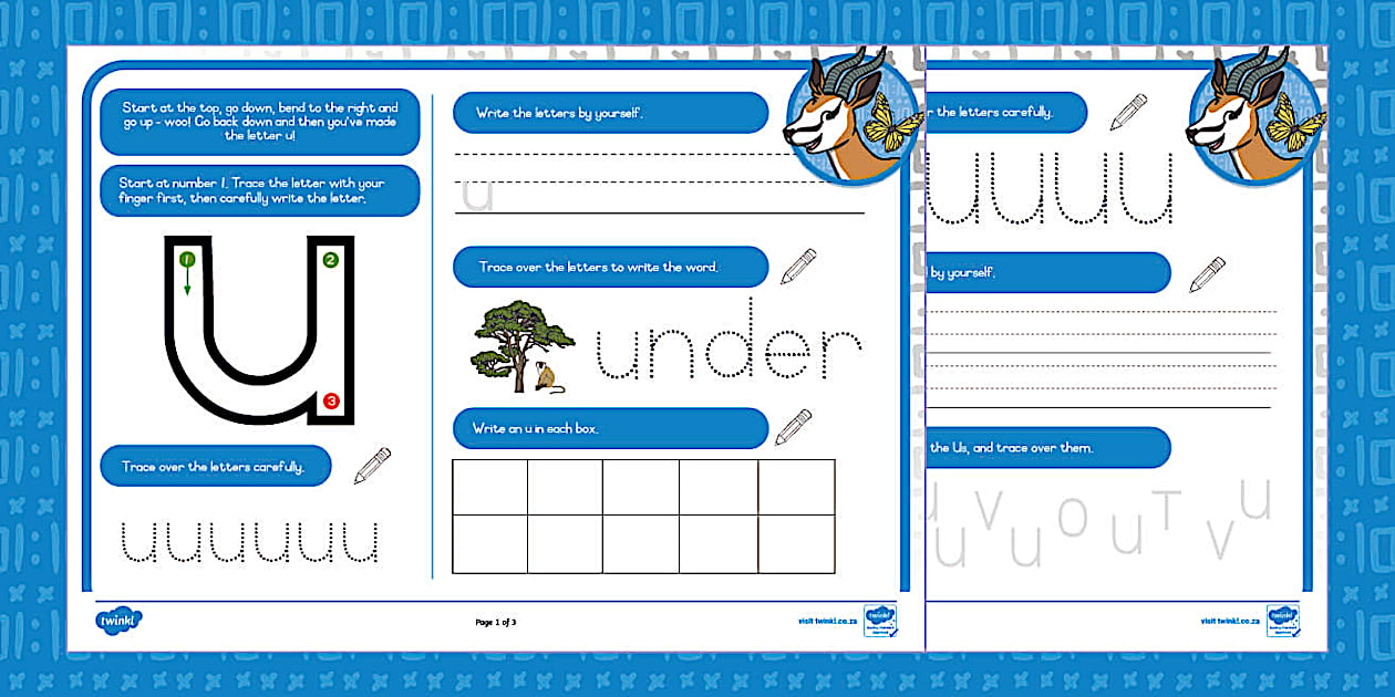 Grade 1 Letter Formation Mats - Uu (teacher made) - Twinkl