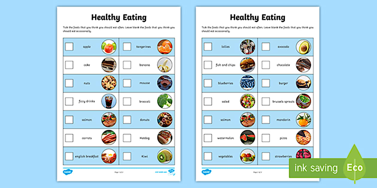 Cursive Healthy Eating Checklist (teacher made) - Twinkl