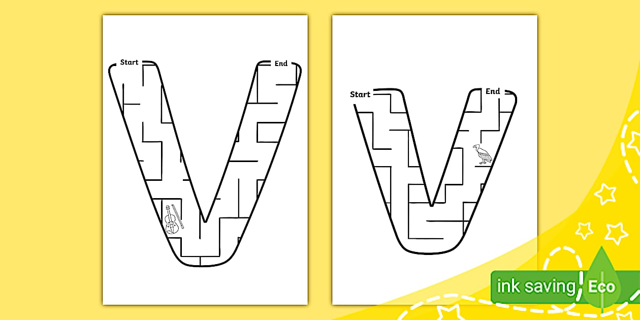 Alphabet Maze Vv (teacher made) - Twinkl