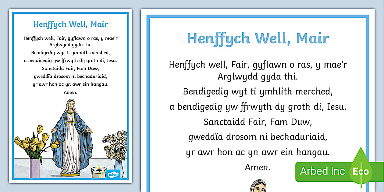 Poster Arddangos Gweddi Henffych Well, Mair (teacher made)