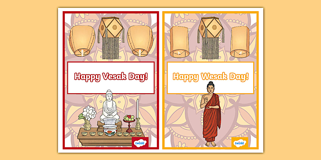 Vesak Message Greeting Card Inserts (Hecho por educadores)