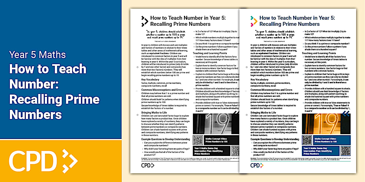 How to Teach Number in Year 5: Recalling Prime Numbers