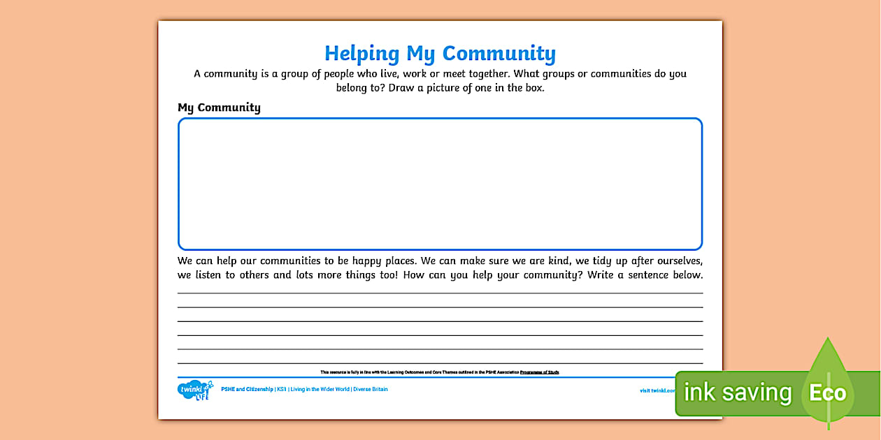 KS1 Helping My Community Worksheet - Primary Resources