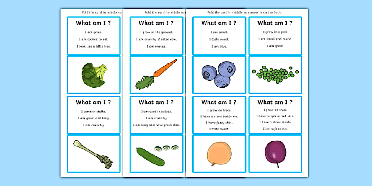What Am I? Fruit and Vegetables Guessing Game (teacher made)