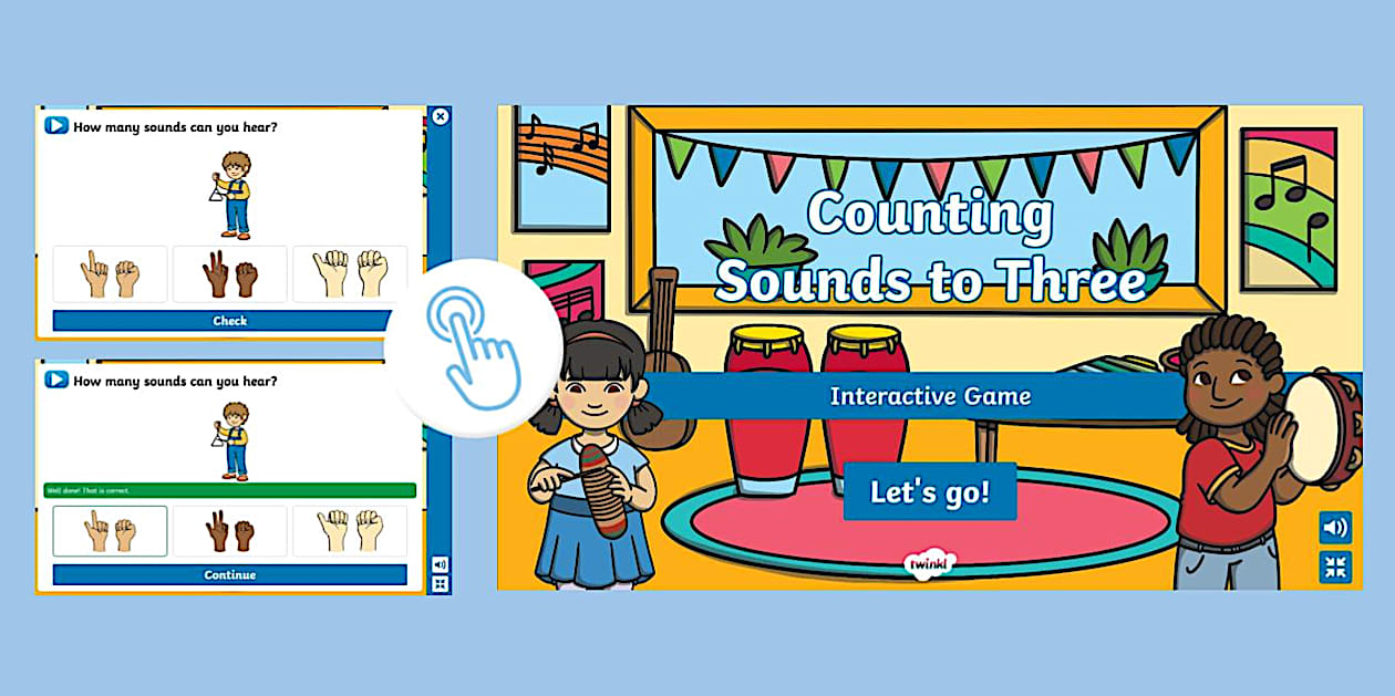 👉 Kindergarten Counting Sounds to Three Interactive Game | Twinkl