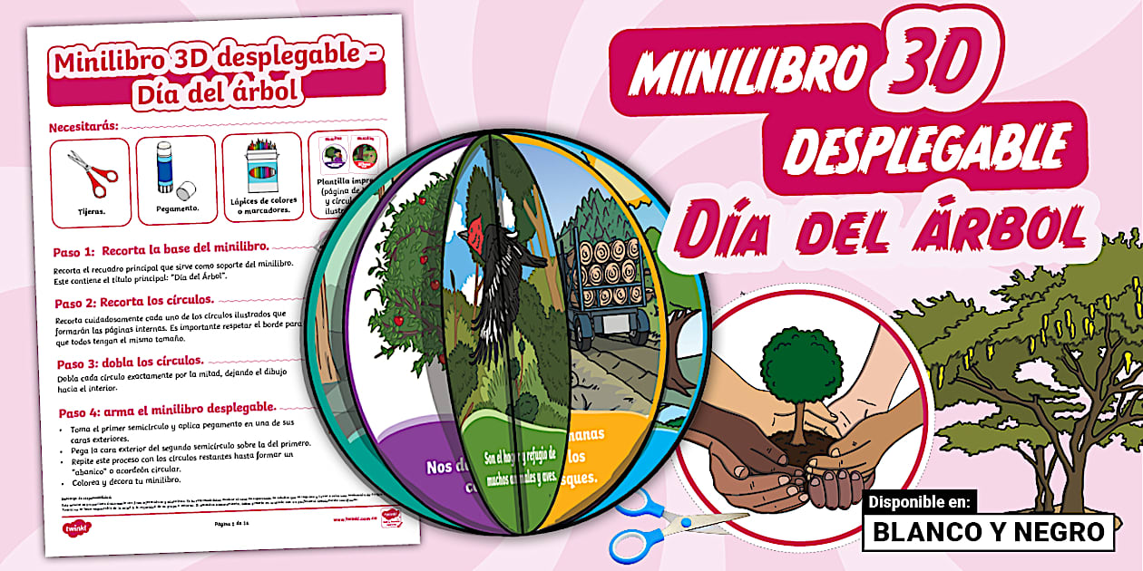 Minilibro 3D Día del Árbol - Manualidad para niños