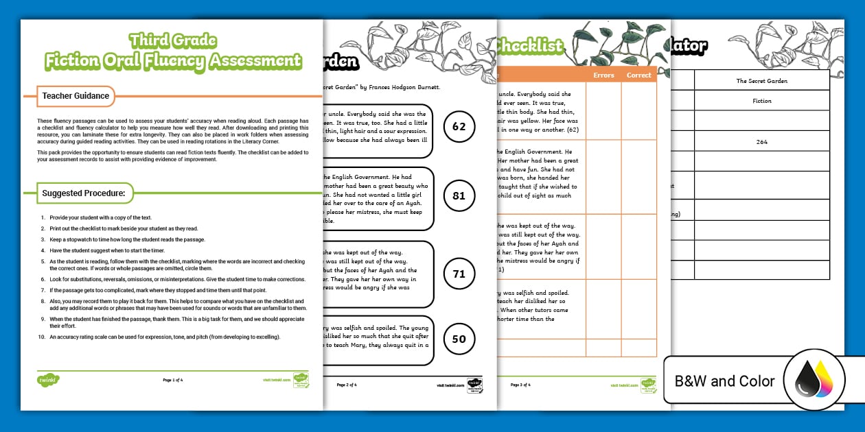 Fiction Oral Fluency Assessment: The Secret Garden - Twinkl