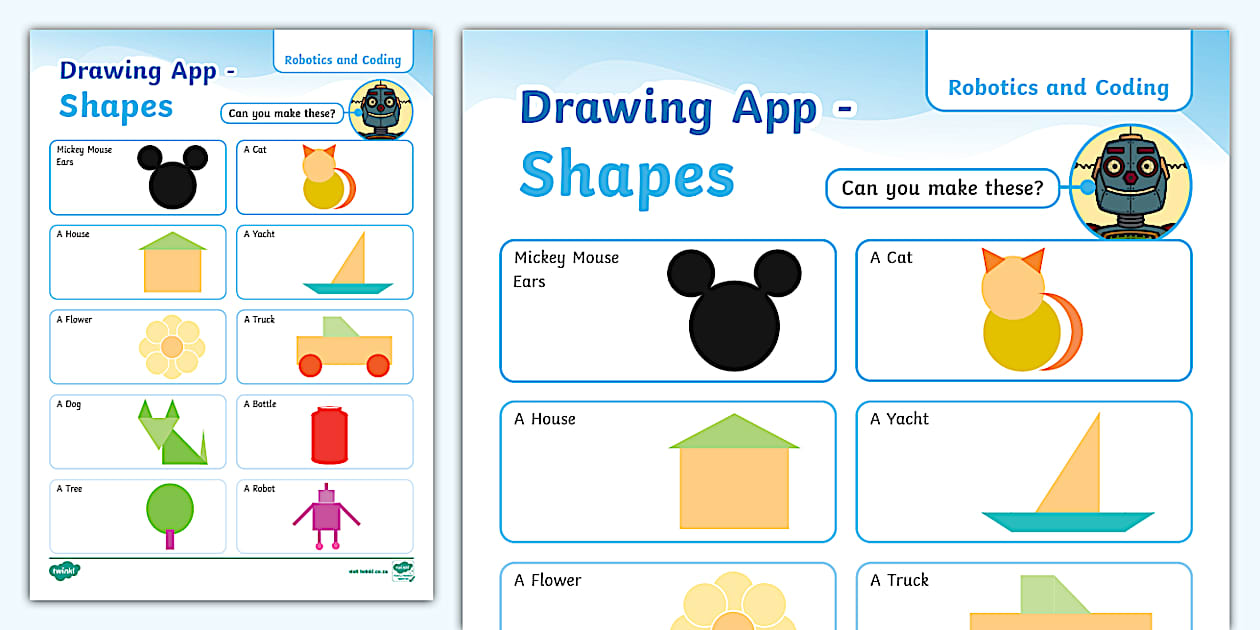 Drawing with Shapes on a Drawing App. (teacher made)