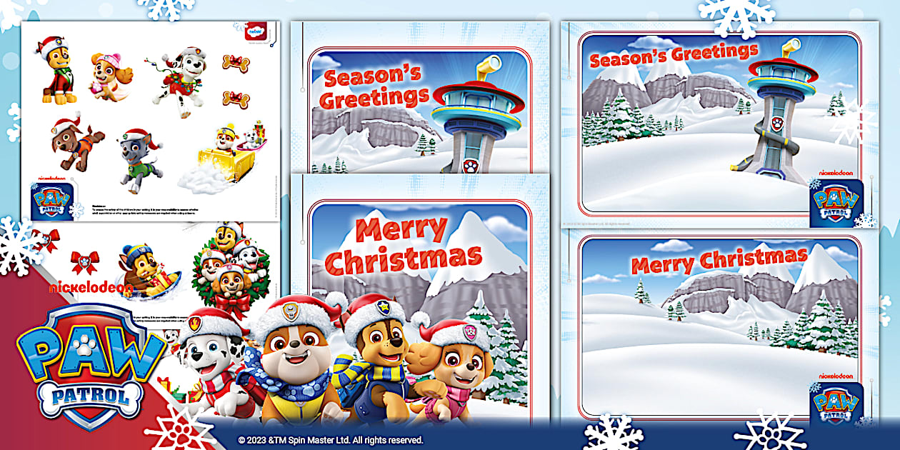 FREE! - PAW Patrol: Cut and Stick Christmas Cards - Twinkl