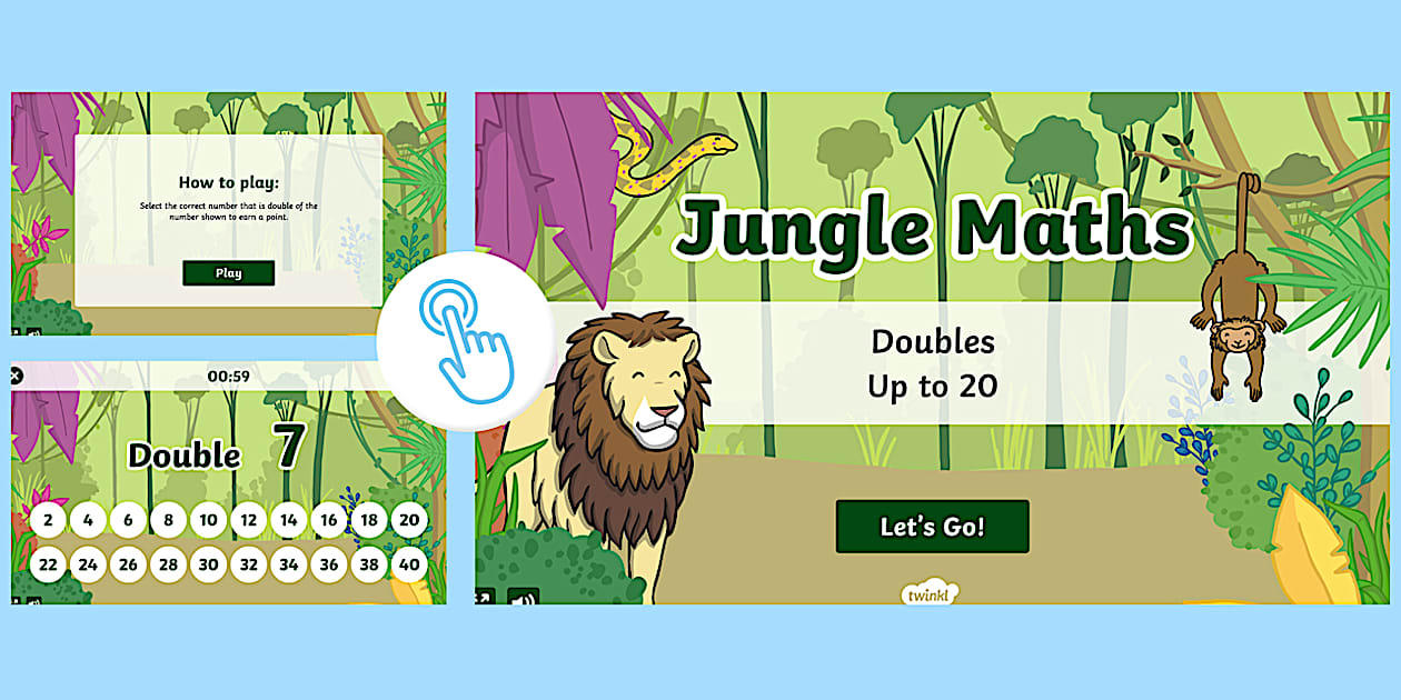 Jungle Maths Game - Double Up to 40 - Twinkl Go! - Twinkl