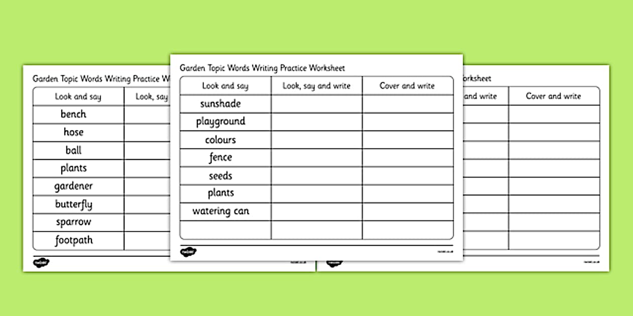 Garden Vocabulary Writing Practice Worksheet - ESL Garden Vocabulary