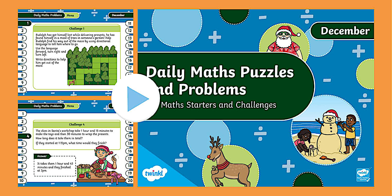 December F-2 Maths Puzzle and Problem Starters - Twinkl