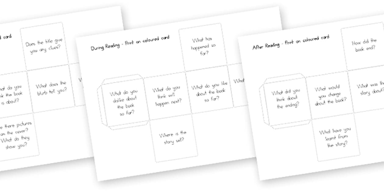 Reading Book Questions Prompts Dice Net - Twinkl
