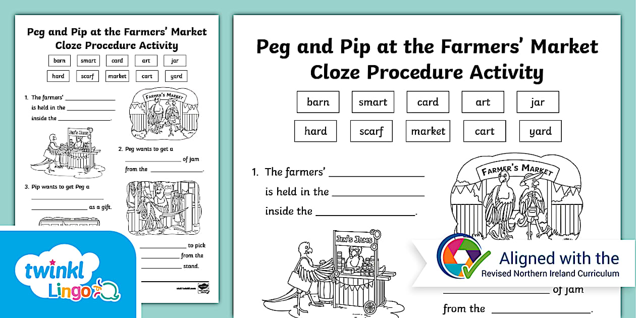 Peg and Pip at the Farmers' Market Cloze Procedure Activity