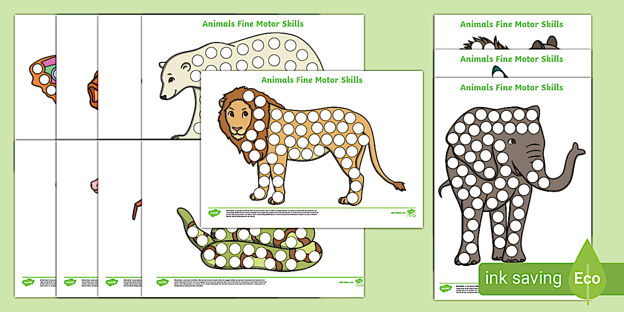 Animals Button Placing Fine Motor Skills Activity | Twinkl