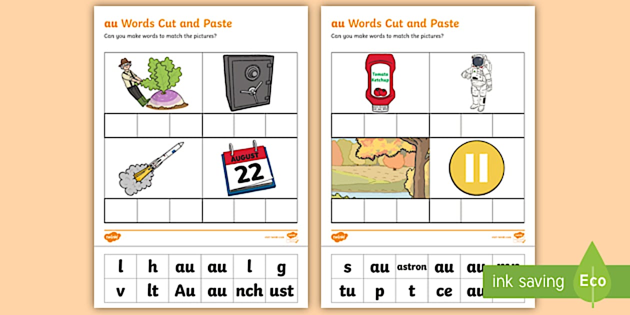Au Word Book Cut And Paste Activity | Twinkl (teacher made)