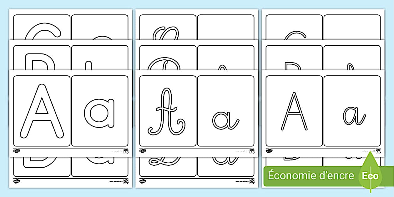 Lettres de l'alphabet à colorier - capitales et minuscules