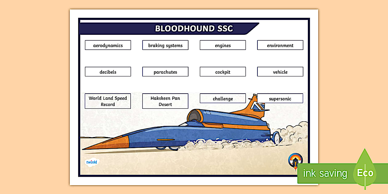 KS2 BLOODHOUND SSC Project Word Mat (teacher made) - Twinkl
