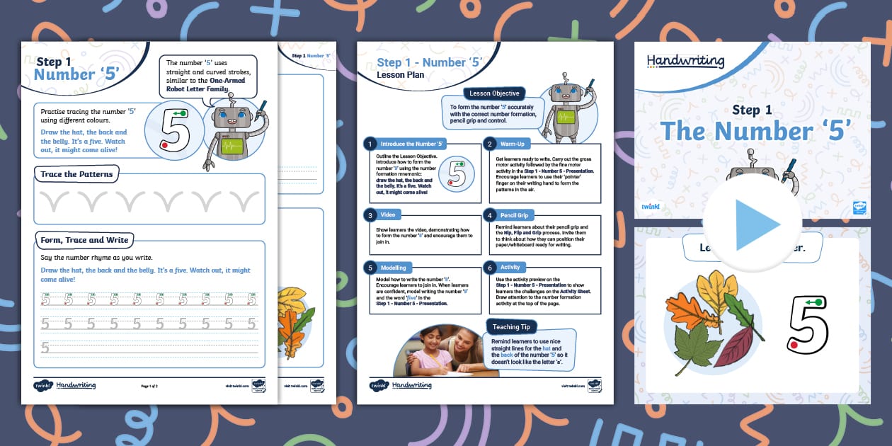 Twinkl Handwriting Scheme: Step 1 The Number 5 Pack - Twinkl
