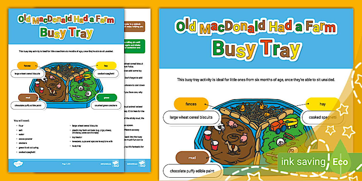 Old MacDonald Had a Farm Busy Tray - Twinkl