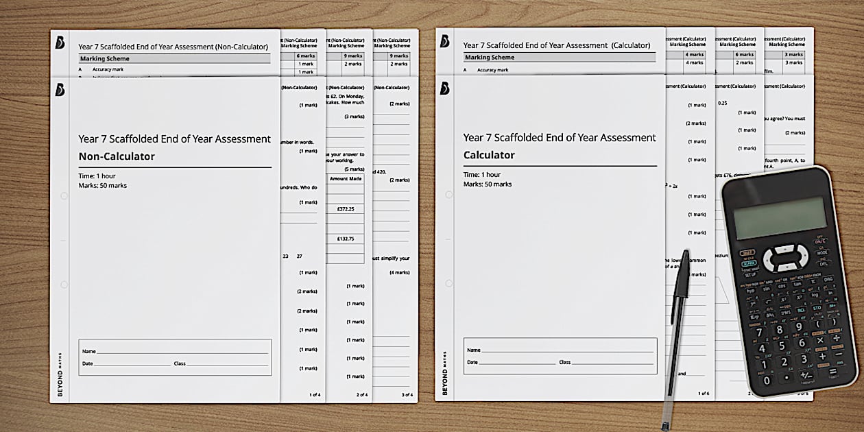 👉 Year 7 Scaffolded End of Year Maths Assessment - Twinkl