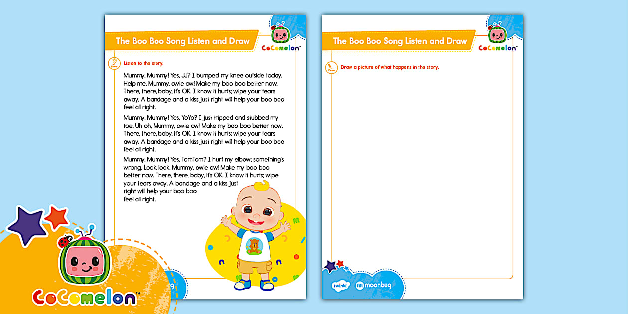 FREE! - CoComelon: The Boo Boo Song Listen and Draw Activity