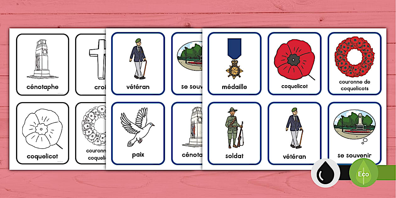 Remembrance Day Matching Cards French (teacher made)
