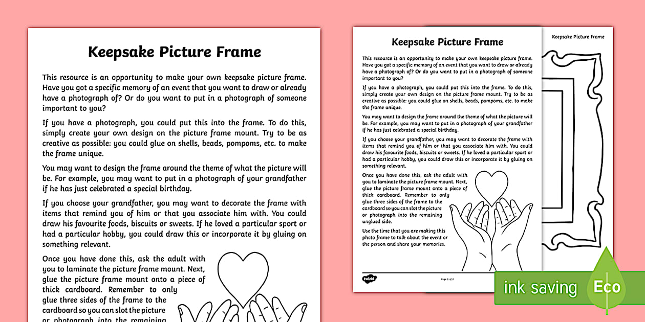 Keepsake Picture Frame Worksheet / Worksheet (teacher made)