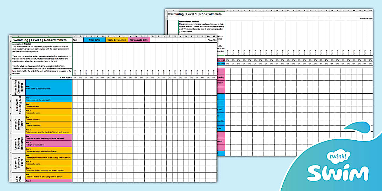Twinkl Swim - Level 1(Non-Swimmer)Digital Assessment Tracker