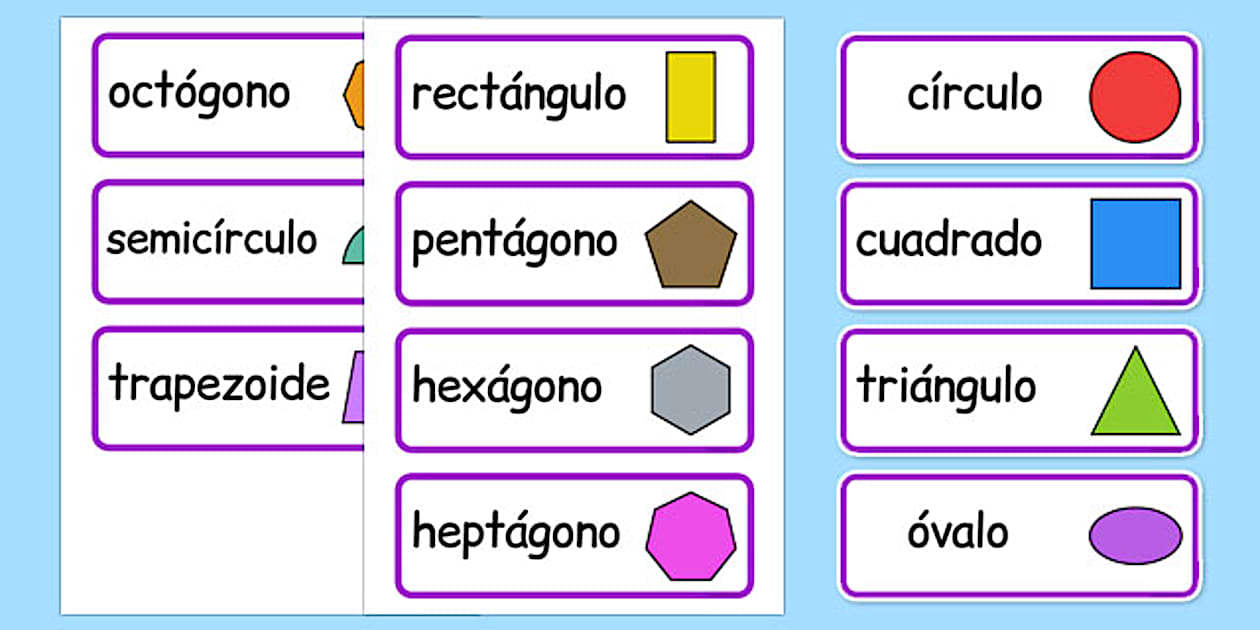 2D Shape Word Cards Spanish (teacher made) - Twinkl