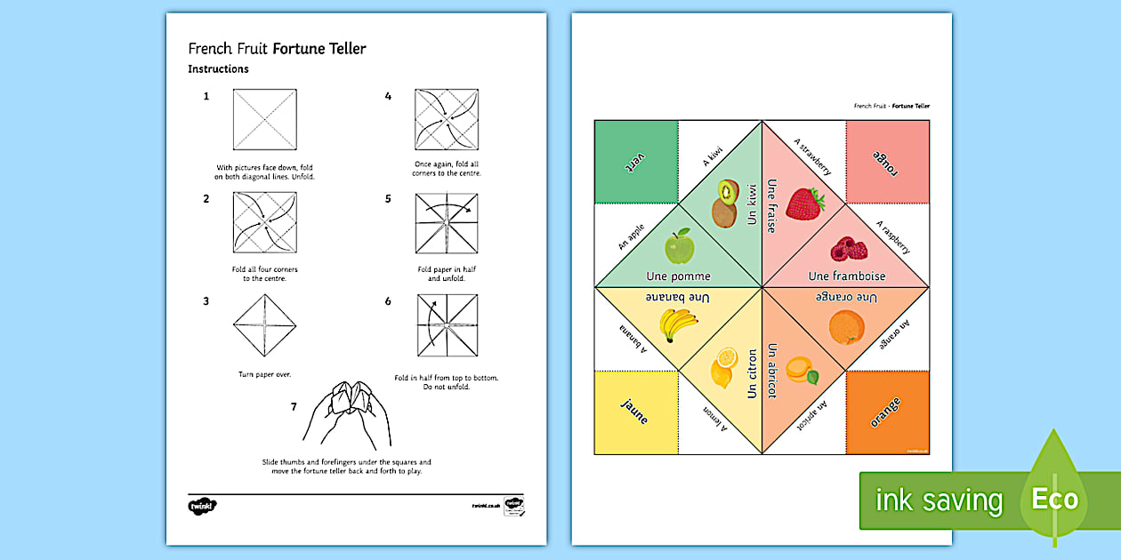 French Fruit Fortune Teller (teacher made) - Twinkl