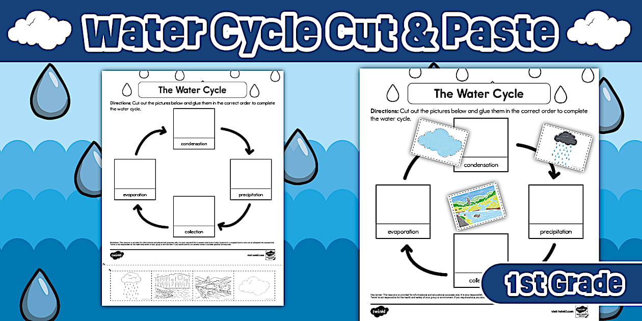 First Grade Water Cycle Cut and Paste Worksheet