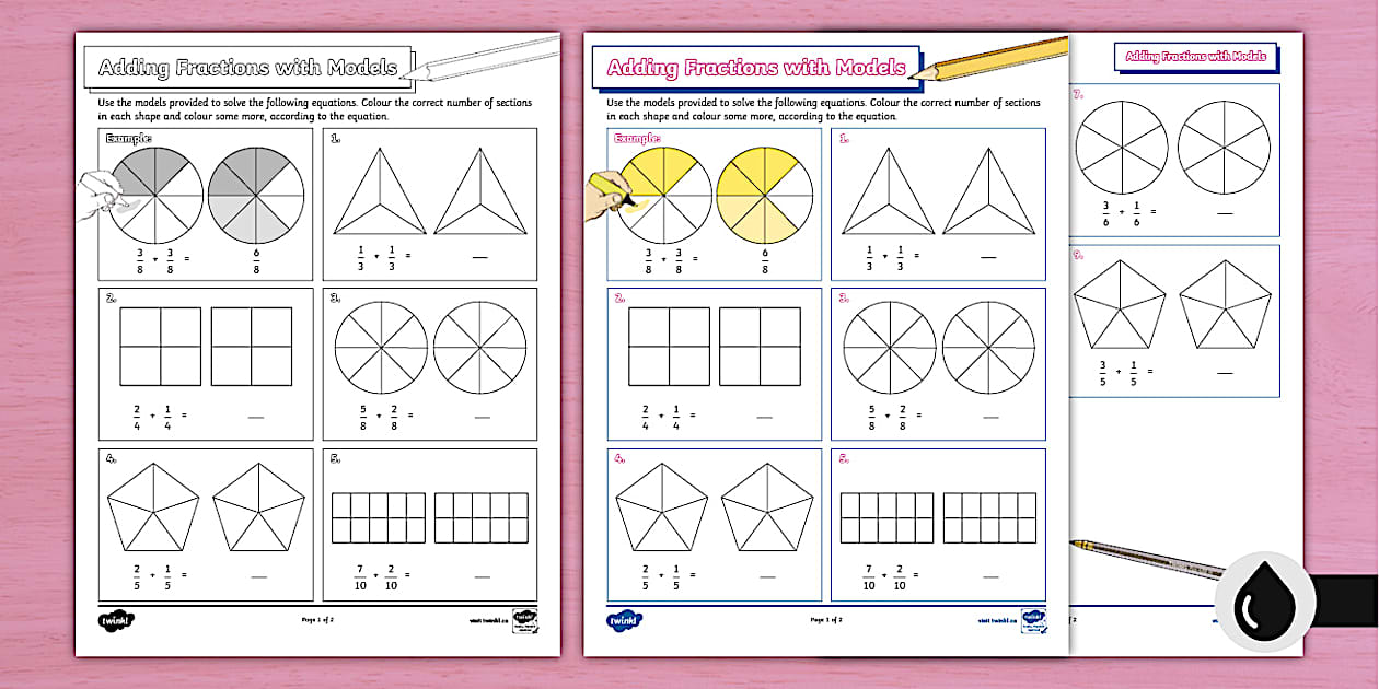 Adding Fractions With Models Activity | Twinkl CA - Twinkl