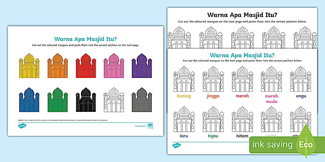 Mosque Colour Match - Indonesian (teacher made) - Twinkl