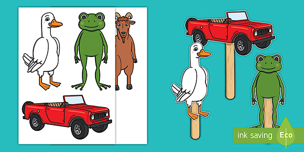 Duck and Friends Stick Puppets (teacher made) - Twinkl