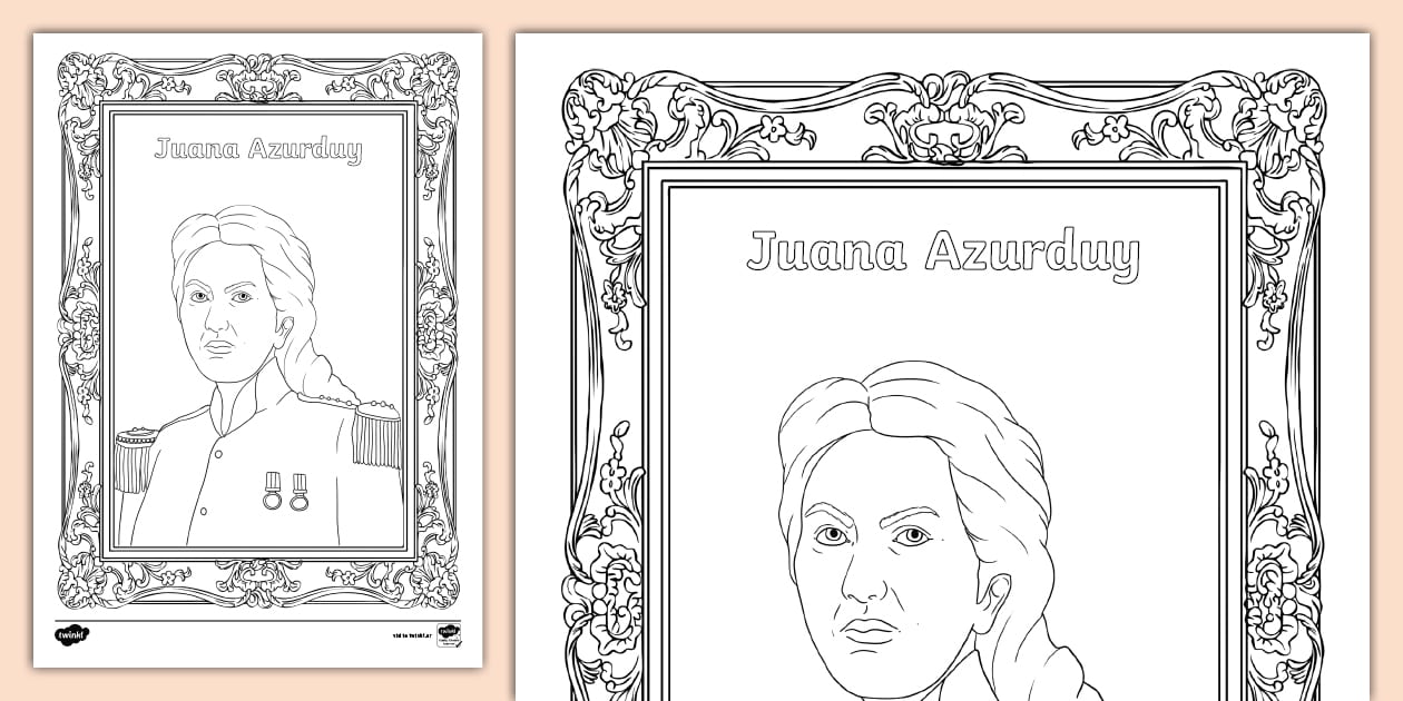 Dibujo de Juana Azurduy para colorear - Twinkl Argentina