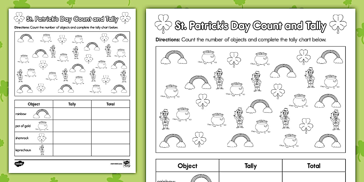 St. Patrick’s Day Count and Tally Activity for K-2nd Grade