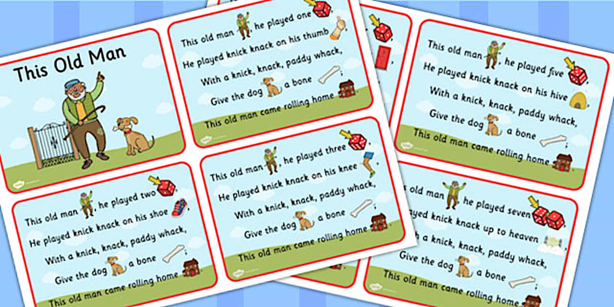 This Old Man Rhyme Cards (teacher made) - Twinkl