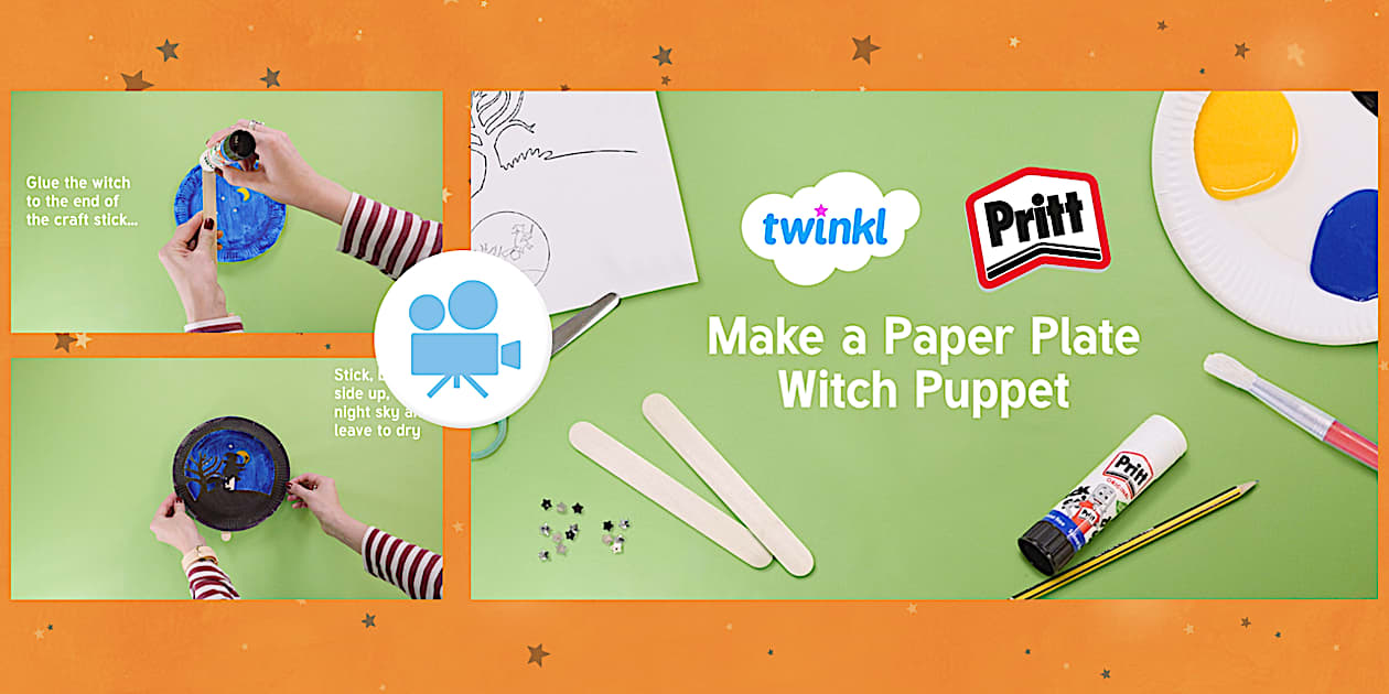 How to Make a Paper Plate Witch Puppet Video (teacher made)